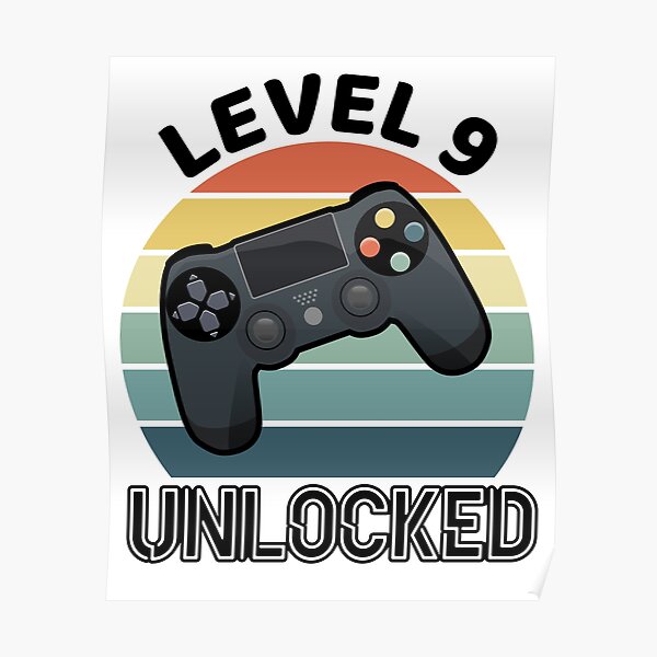 Póster «Regalo de cumpleaños número 9 de videojuego desbloqueado de ...
