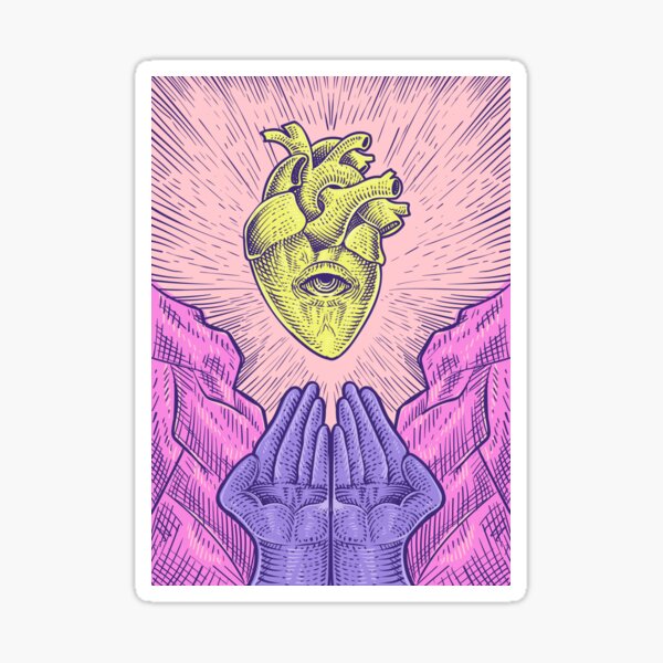 "Antique Heart with Pray Hand Retro" Sticker for Sale by Ravensdesign ...