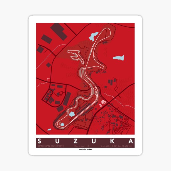 "Suzuka Circuit -- Track Map" Sticker for Sale by MoshoboMakes | Redbubble