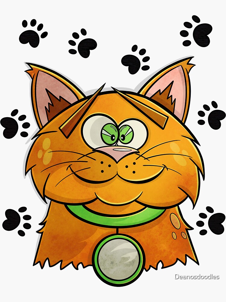"Cute Ginger Cat" Sticker by Deanosdoodles | Redbubble