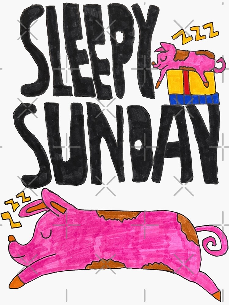 "Sleepy Sunday Cute Pig" Sticker by HappyTortoises | Redbubble