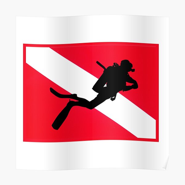 "Scuba diver with diving flag, male scuba diver with flag, scuba flag ...