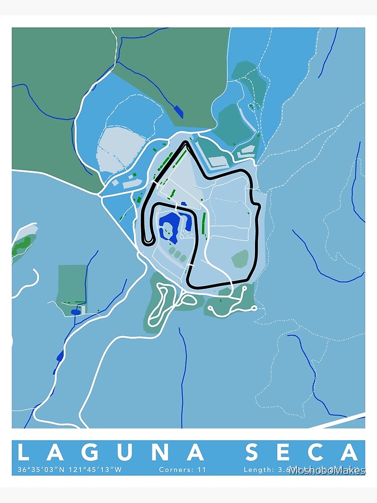 "Laguna Seca -- Track Map" Poster for Sale by MoshoboMakes | Redbubble