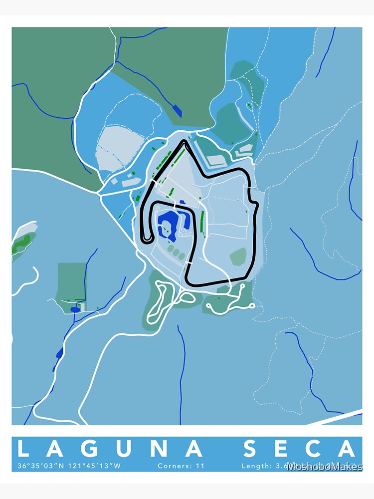 "Laguna Seca -- Track Map" Sticker for Sale by MoshoboMakes | Redbubble