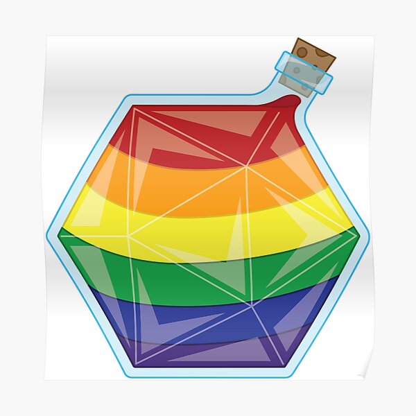 D20 Rainbow Pride Flag Potion Bottle Poster For Sale By
