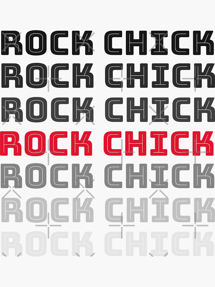 "Rock Chick Red Grey Color Gradient on White Text" Sticker by ...