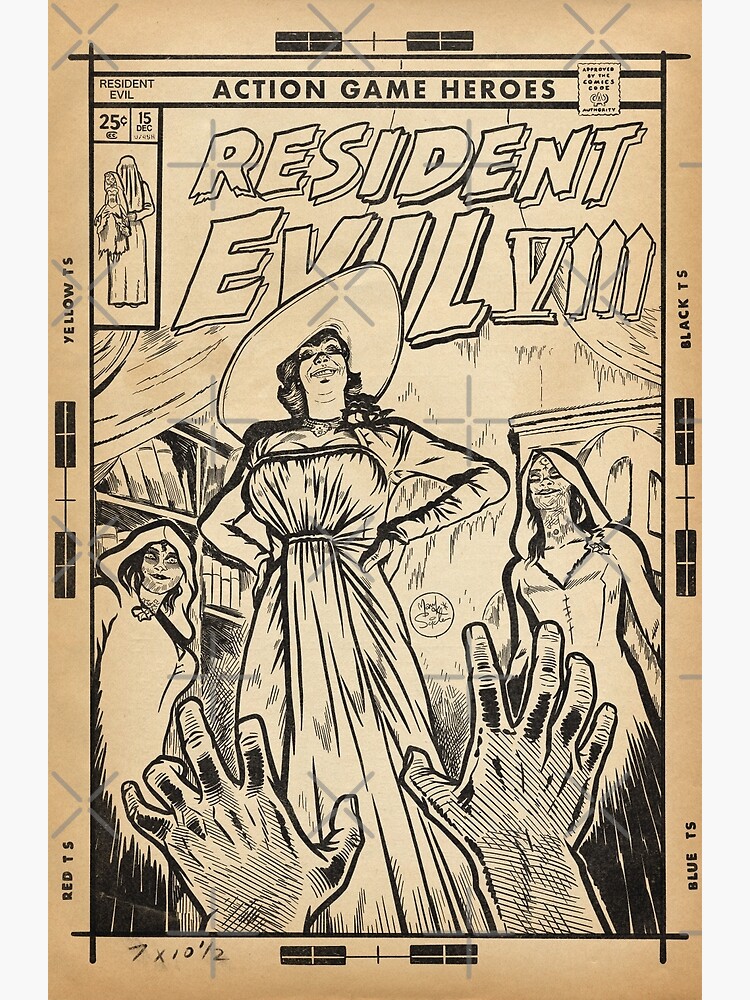 "Resident Evil 8 Village fan art comic cover line art " Canvas Print by ...