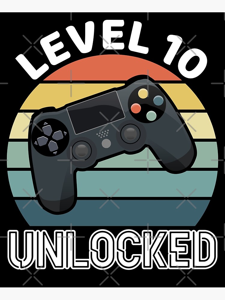 Póster «Regalo de cumpleaños número 10 de videojuego desbloqueado de ...