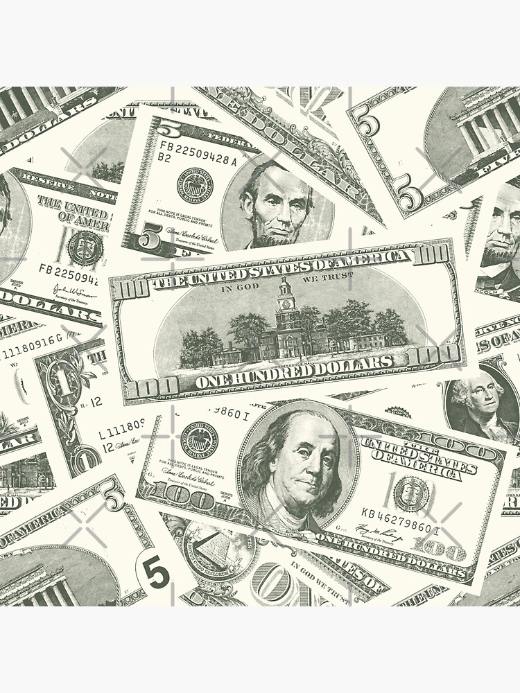 "Dollar Bills Print Pattern" Sticker for Sale by Stickersaurus1 | Redbubble