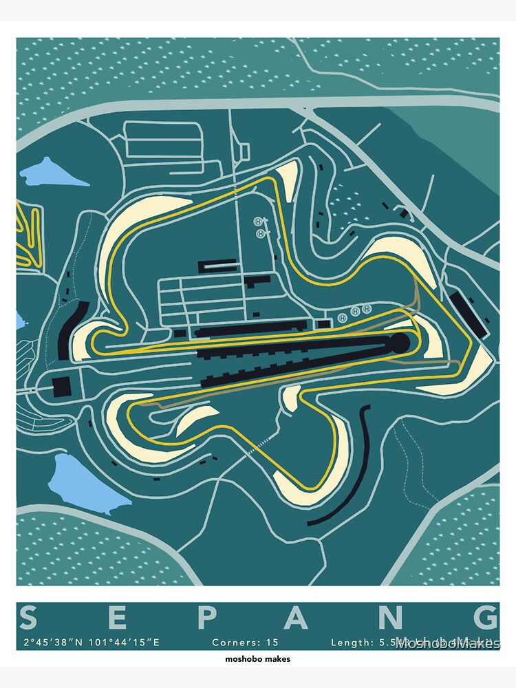 "Sepang Intl. Circuit -- Track Map" Sticker for Sale by MoshoboMakes ...