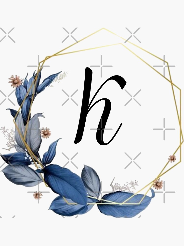 "Monogram Gold Frame with Blue Leaves | Monogram Letter K" Sticker by ...