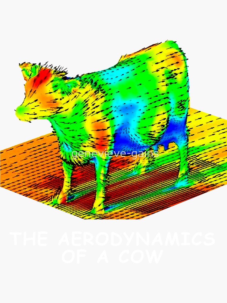 "The Aerodynamics of a Cow" Sticker for Sale by genevieve-gains | Redbubble