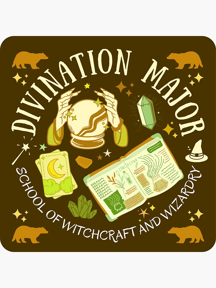 "Divination Major for Magic Students | Yellow House Sticker" Sticker ...