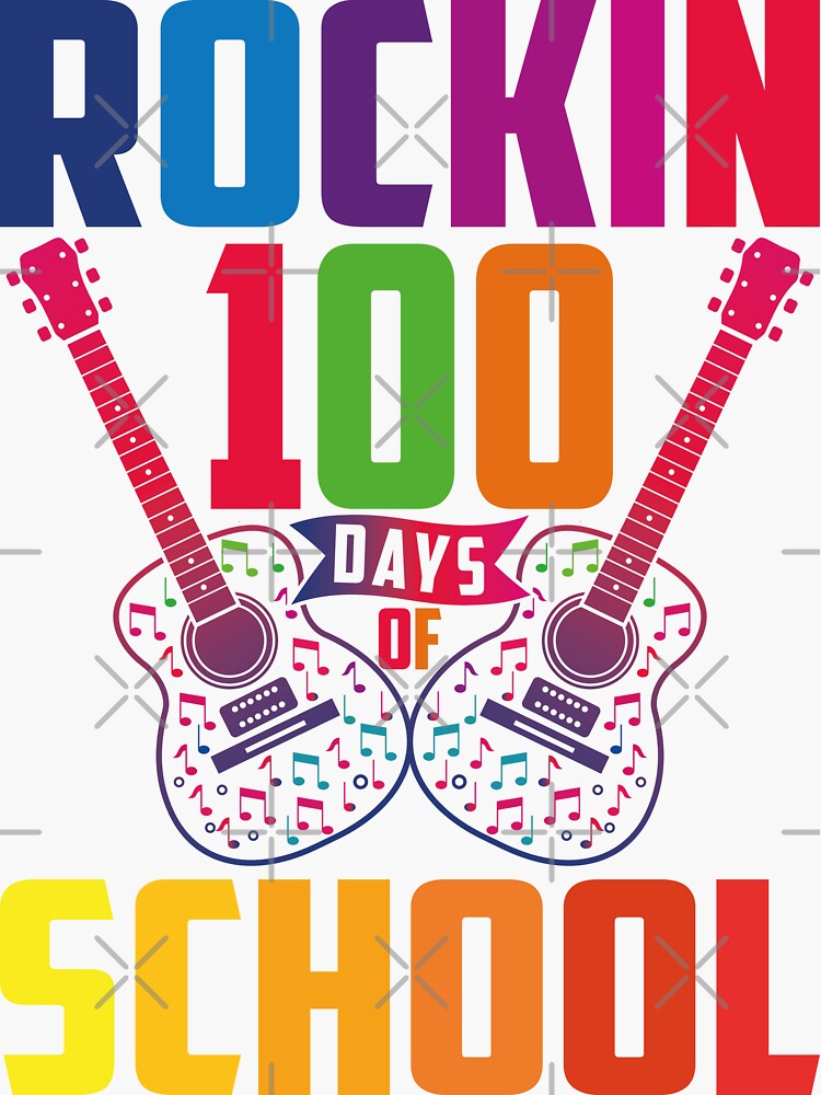 "Rockin 100 Days Of School" Sticker for Sale by skolldz | Redbubble