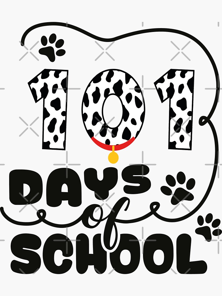 Pegatina «101 días de escuela dálmata 100 días maestro más inteligente ...