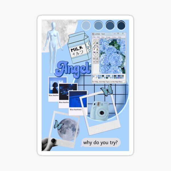 "Collage Aesthetic Blue" Sticker by PilarSalaberry | Redbubble