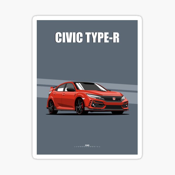 "Civic Type-R" Sticker for Sale by ElseWorldDesign | Redbubble