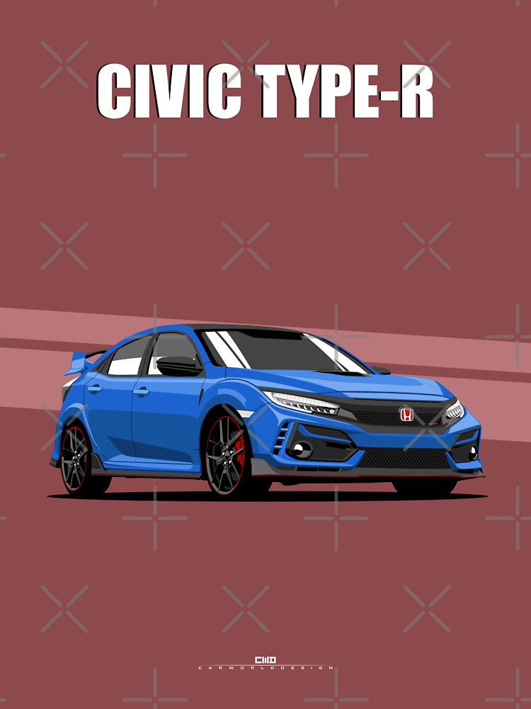 "Civic Type-R blue" Sticker for Sale by ElseWorldDesign | Redbubble