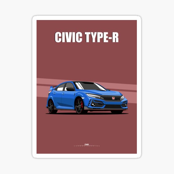 "Civic Type-R blue" Sticker for Sale by ElseWorldDesign | Redbubble