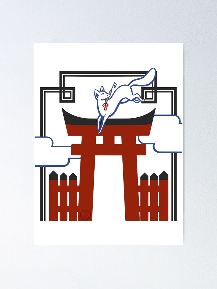 "Kitsune Messenger - Japanese spirit fox jumping over a tori in Kyoto ...