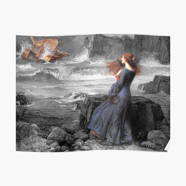 "Tempest At Sea - Grayscale and Digitally Recolorized" Poster by ZinZoe ...