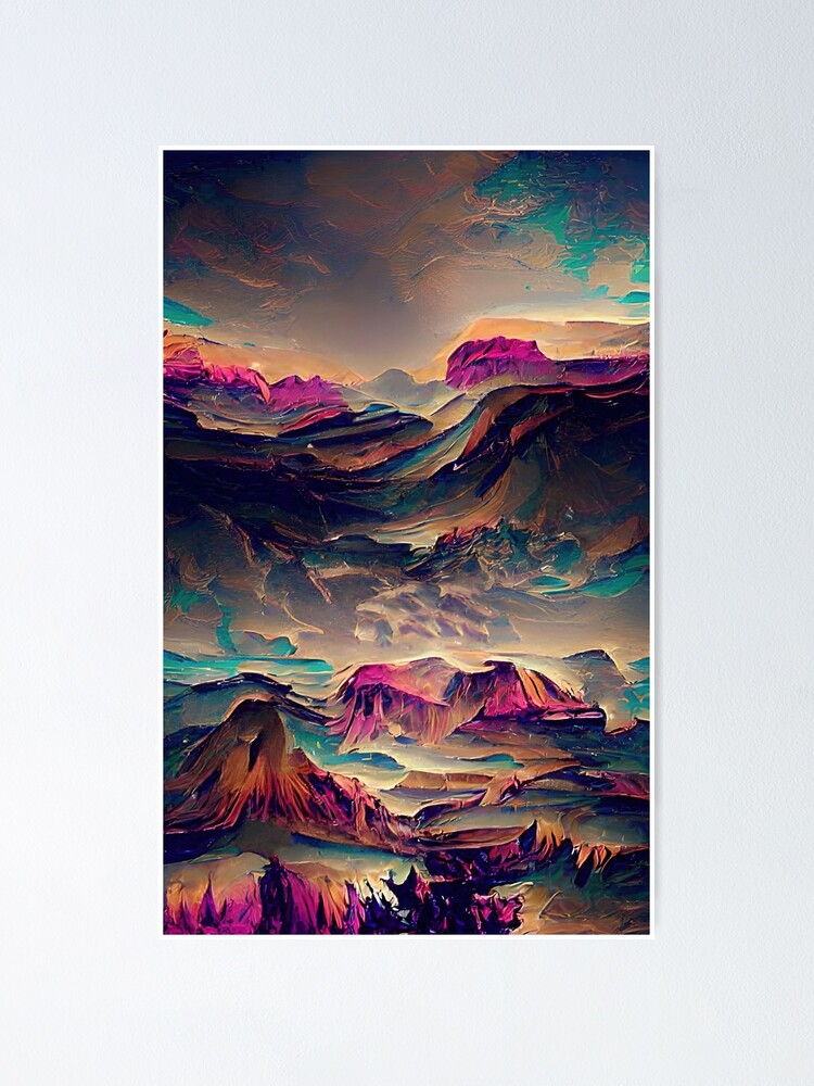 "Technicolor Hills" Poster for Sale by EtherealLabAI | Redbubble