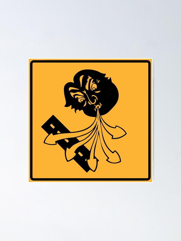 "Angry man blowing wind road sign Quebec" Poster by Hero-s | Redbubble