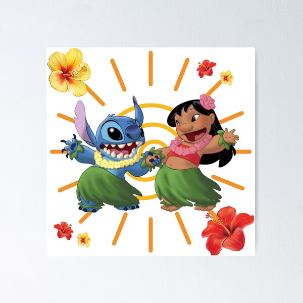 "Lilo and Stitch dancing with Hawaiian flowers, birthday gift. kids ...