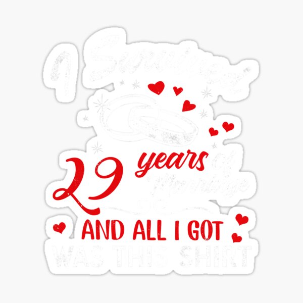 "Survived 29 Years Marriage Hearts Day Valentines Day " Sticker for ...