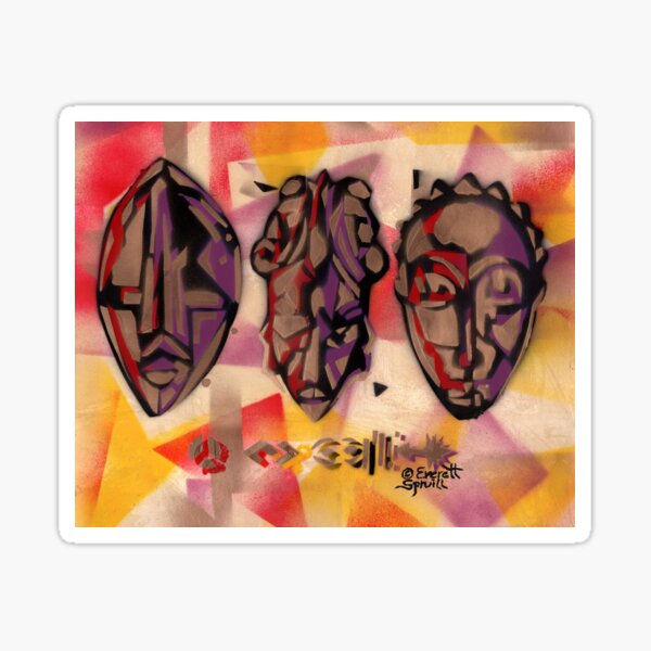 "Three African Masks" Sticker for Sale by everettsart | Redbubble