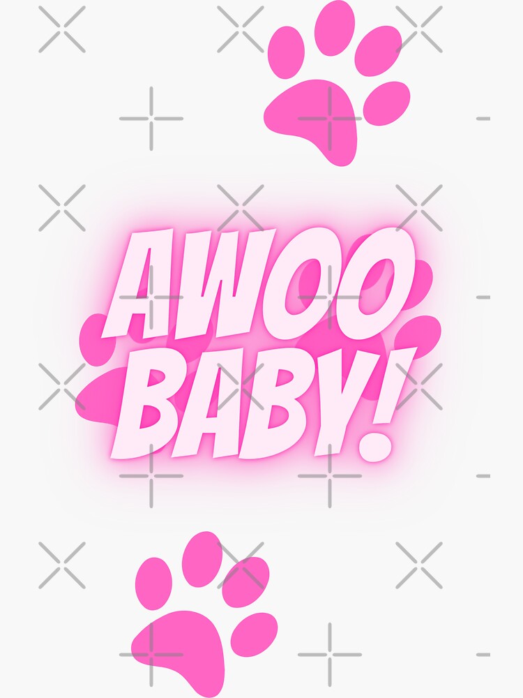 "Awoo Baby! Paw Print - Pink" Sticker by DaddyKoti | Redbubble