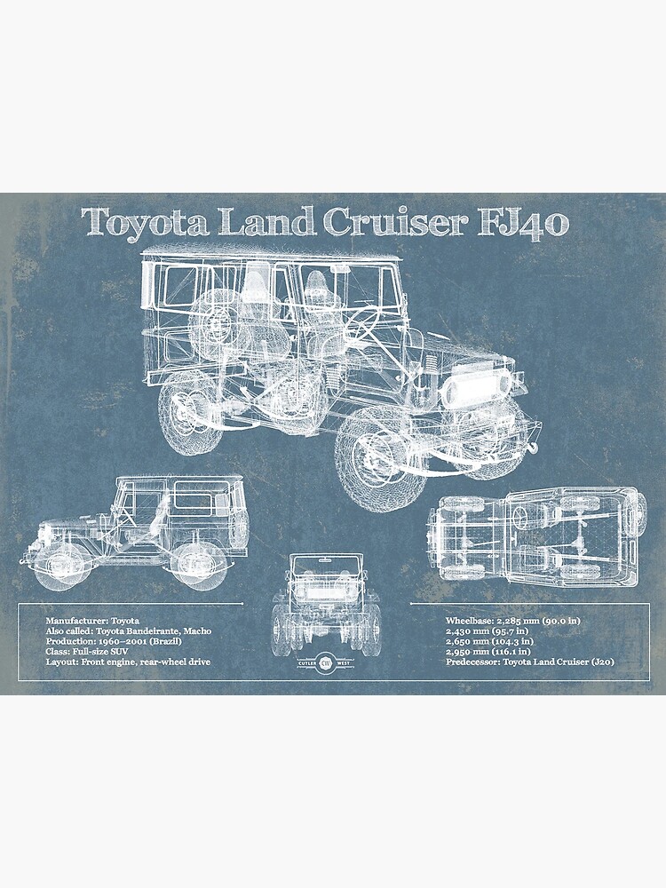 Toyota Land Cruiser FJ40 Blueprint Vintage Premium Matte Poster sold by ...