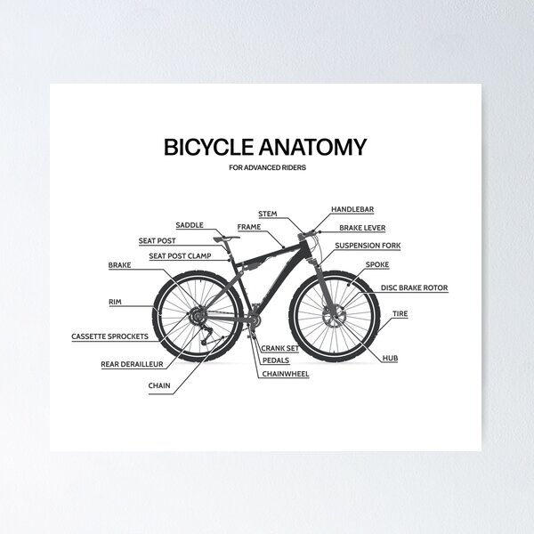 "Bicycle Anatomy Advanced Black" Poster for Sale by Brawni | Redbubble