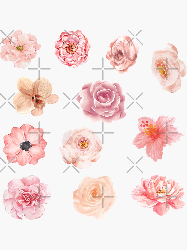 "Pink Flowers" Sticker by Miss3D | Redbubble