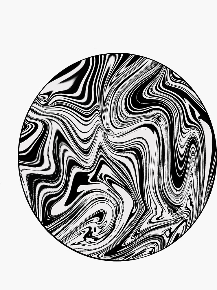"Abstract Flowy Black and White Circle " Sticker for Sale by ...