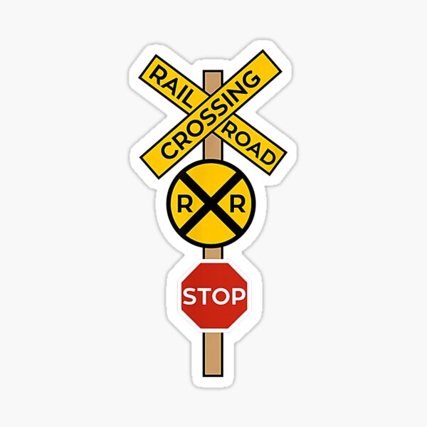 "Railroad Crossing Road Sign Crossing" Sticker for Sale by Jauenieu83 ...