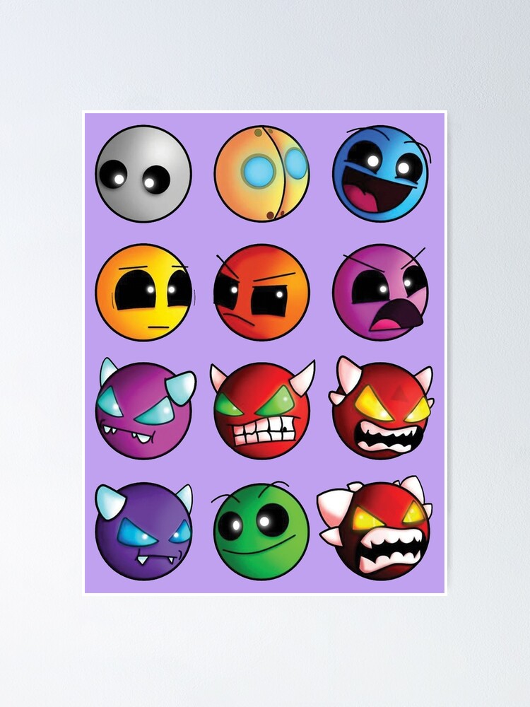 "geometry dash difficulty demon faces" Poster for Sale by lukyme ...