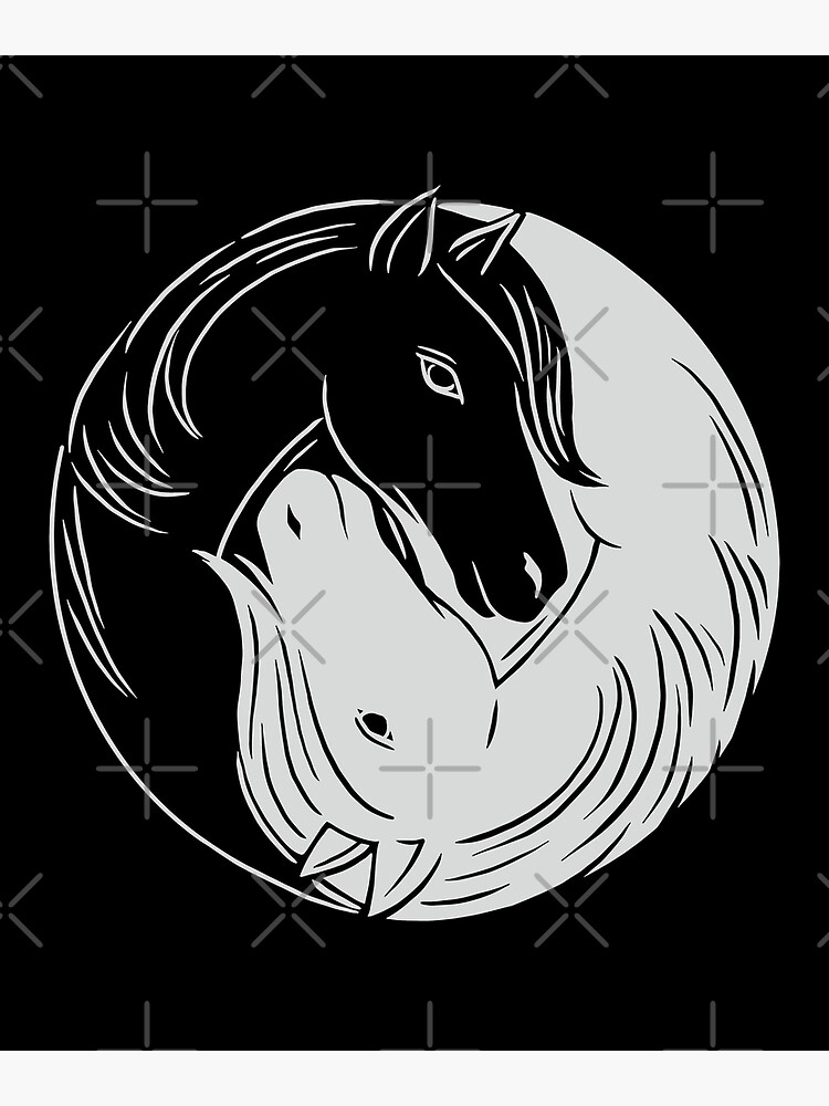 "horse yang yin animal chinese horseshoe meditation" Poster for Sale by ...