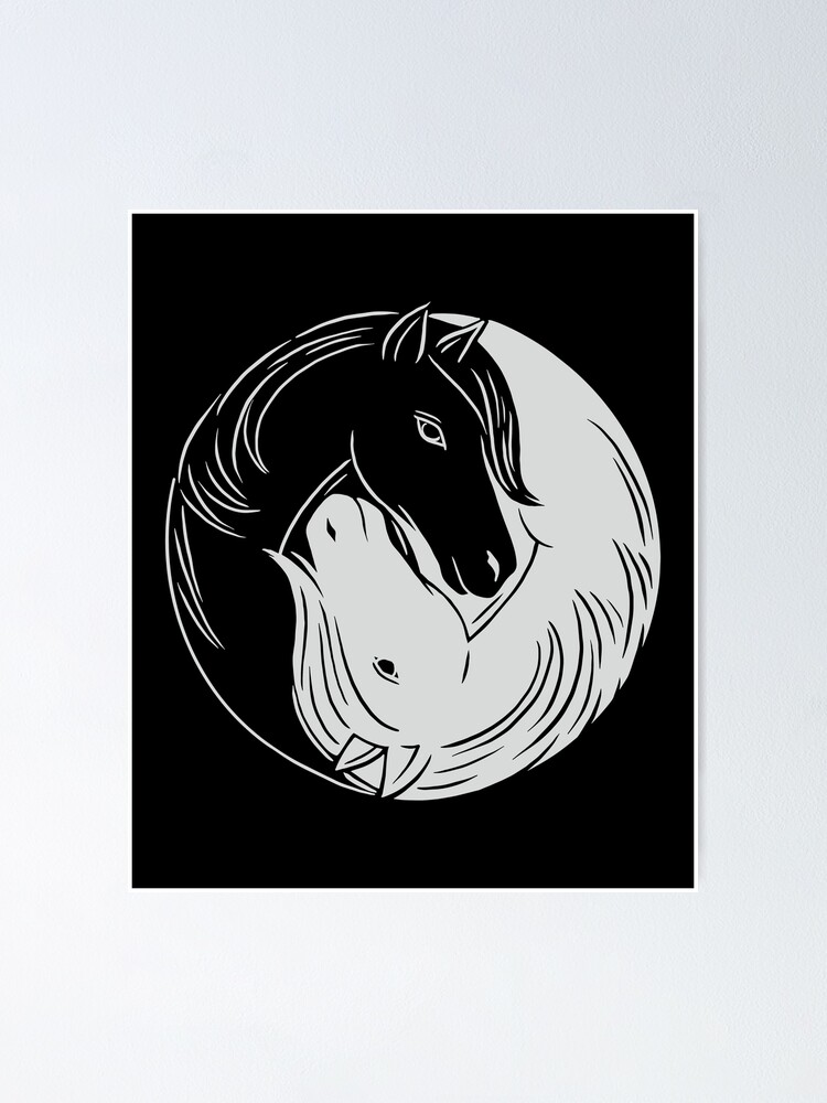 "horse yang yin animal chinese horseshoe meditation" Poster for Sale by ...