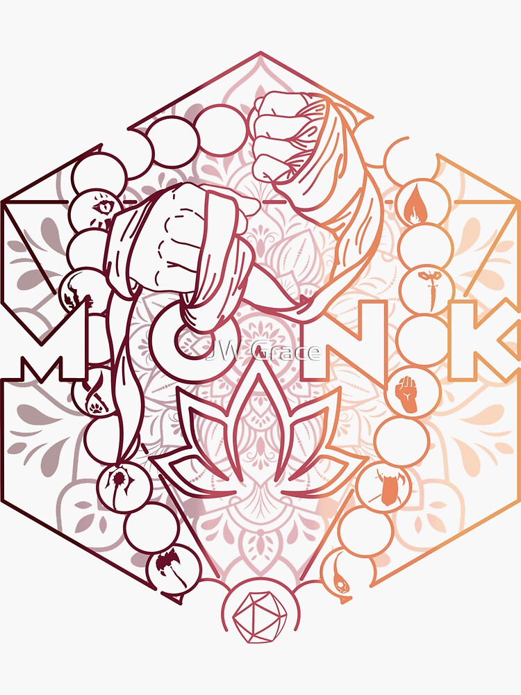 "DnD Monk Class" Sticker by PrintProteege | Redbubble