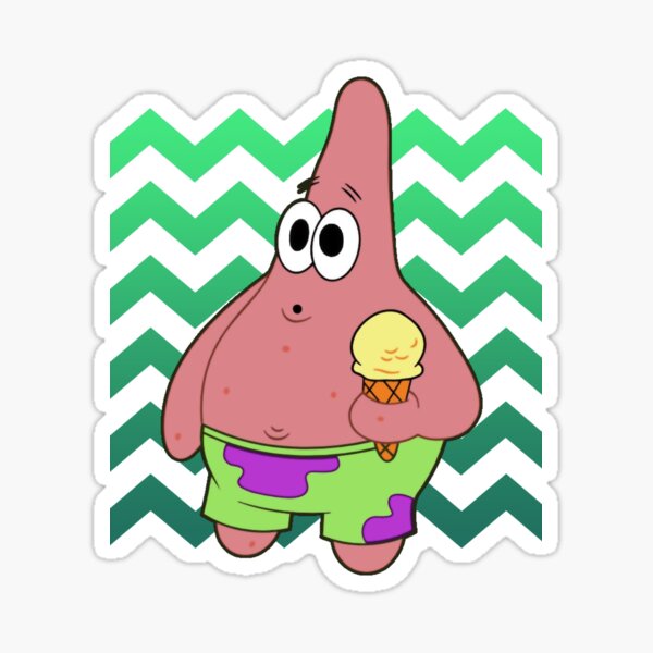 "Patrick Star Yummy Ice Cream" Sticker for Sale by darcyartsy | Redbubble