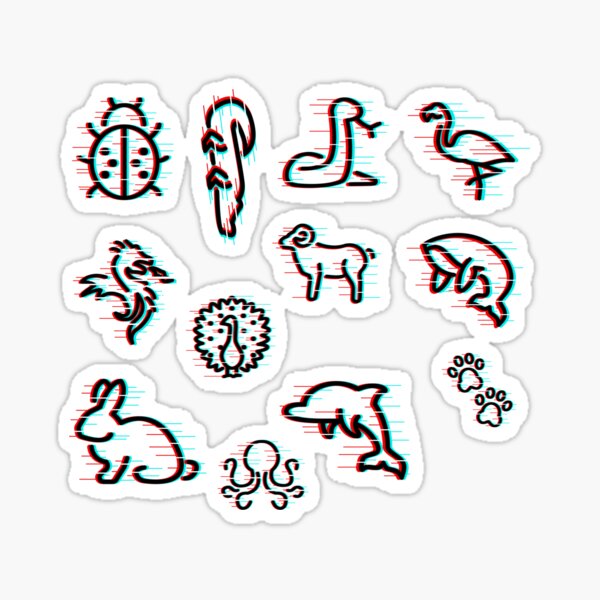"Glitch Animal Icons" Sticker for Sale by Maupi | Redbubble