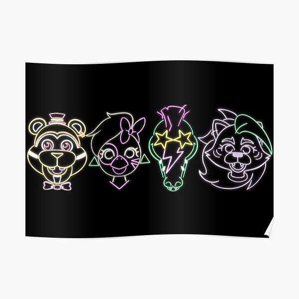 "Five nights at freddy’s security breach neon signs" Poster for Sale by ...