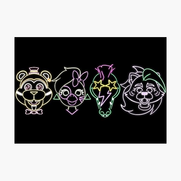 "Five nights at freddy’s security breach neon signs" Photographic Print ...