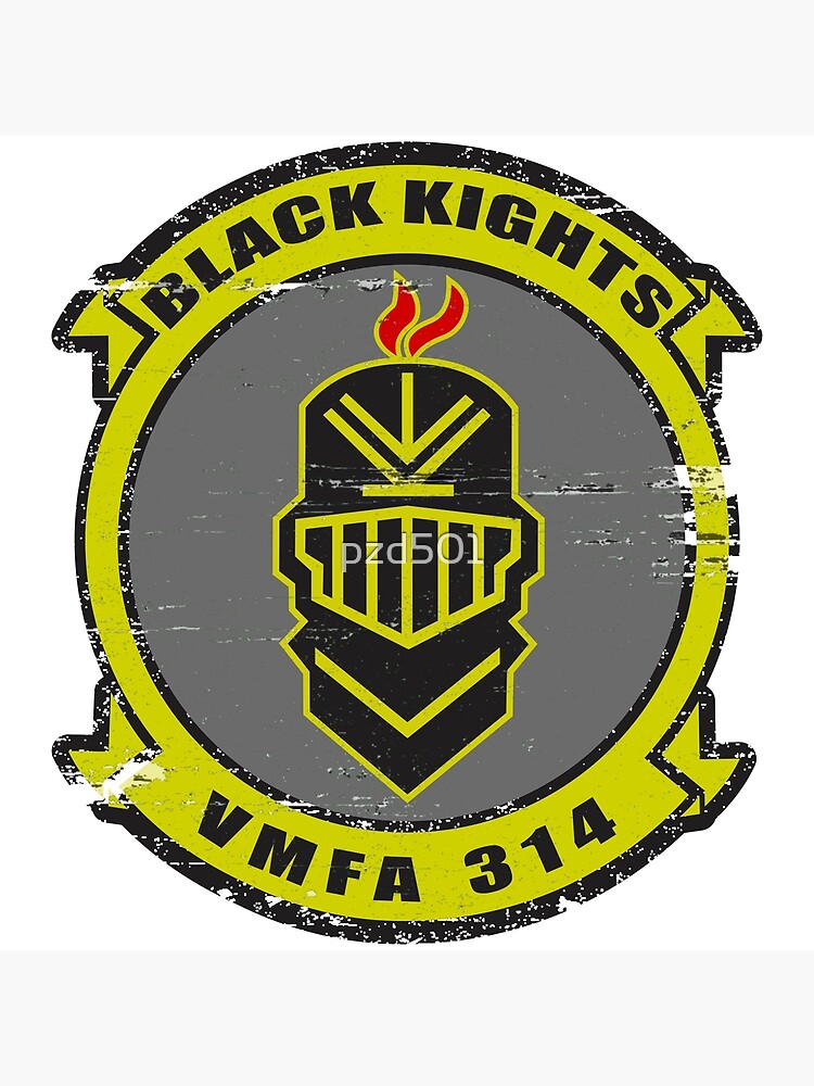 "VMFA-314 Marine Fighter Attack Squadron -Black Knights - Grunge Style ...