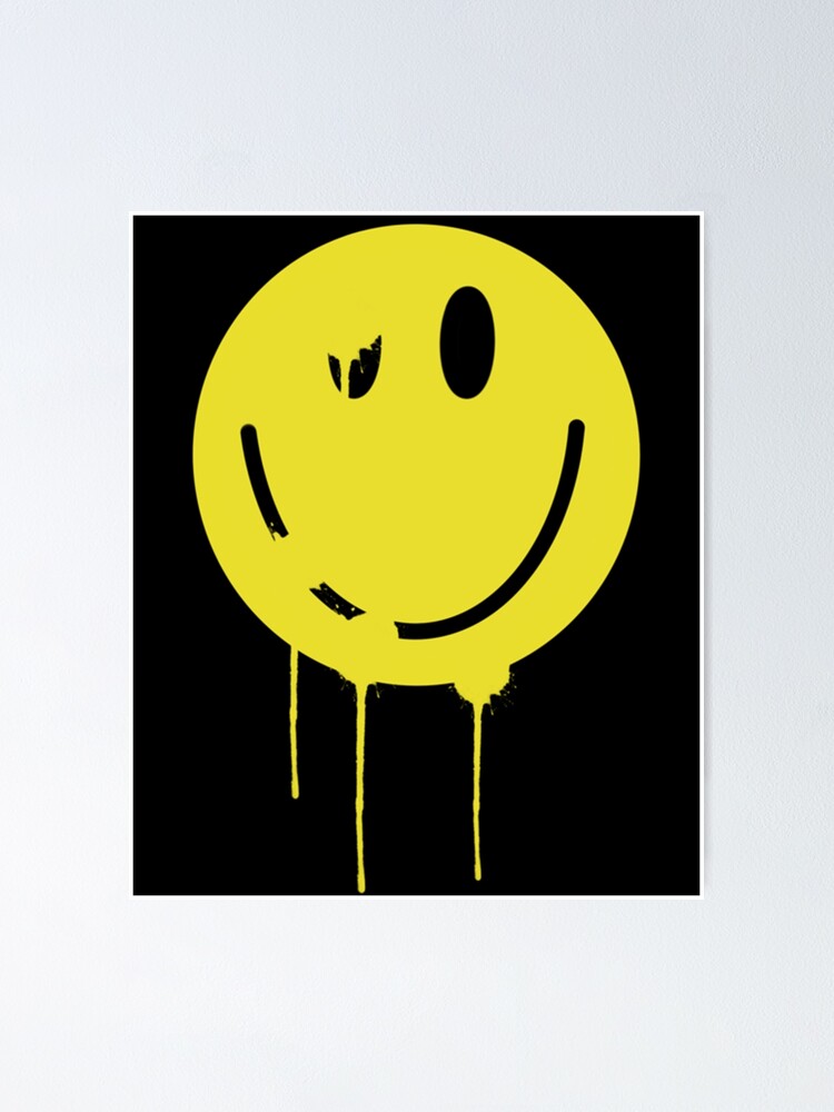 "drippy smiley face " Poster for Sale by StokedLaa | Redbubble
