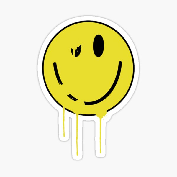 "drippy smiley face " Sticker for Sale by StokedLaa | Redbubble