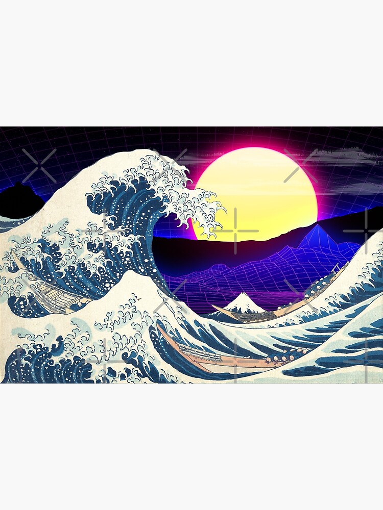 "The Great Wave Off Kanagawa Retro Surreal 80s Japanese Inspired ...