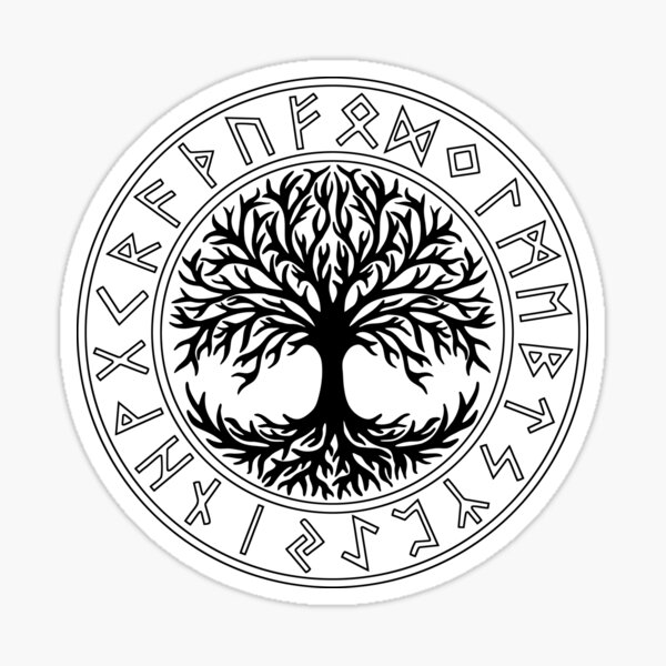 "Celtic Tree of Life, Yggdrasil, Futhark Runes, Viking, Symbol" Sticker ...