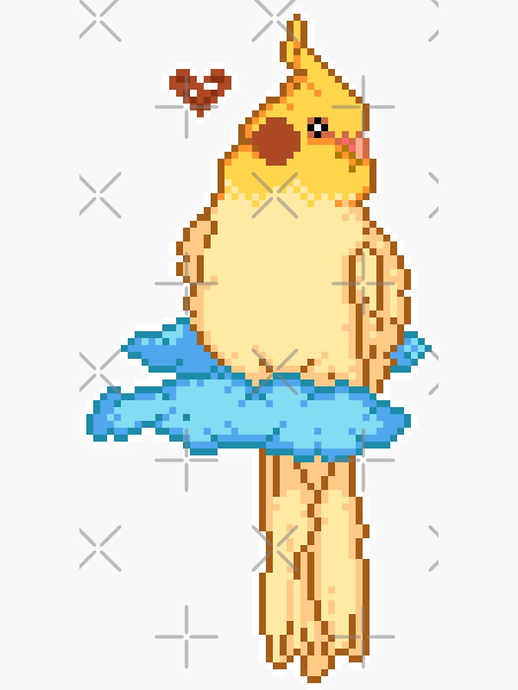 Pegatina «Cute Pixel Cockatiel en una nube | Amante del dueño del ...